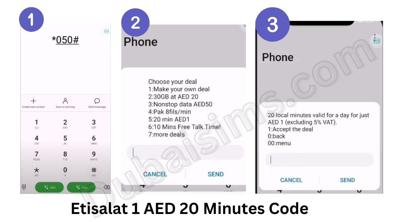 Etisalat 1 AED 20 Minutes Code - Dubai Sims